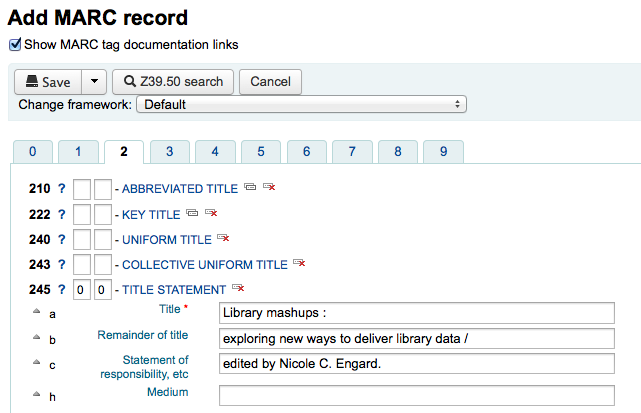 Cataloging — Koha Manual 23.05 (development) documentation